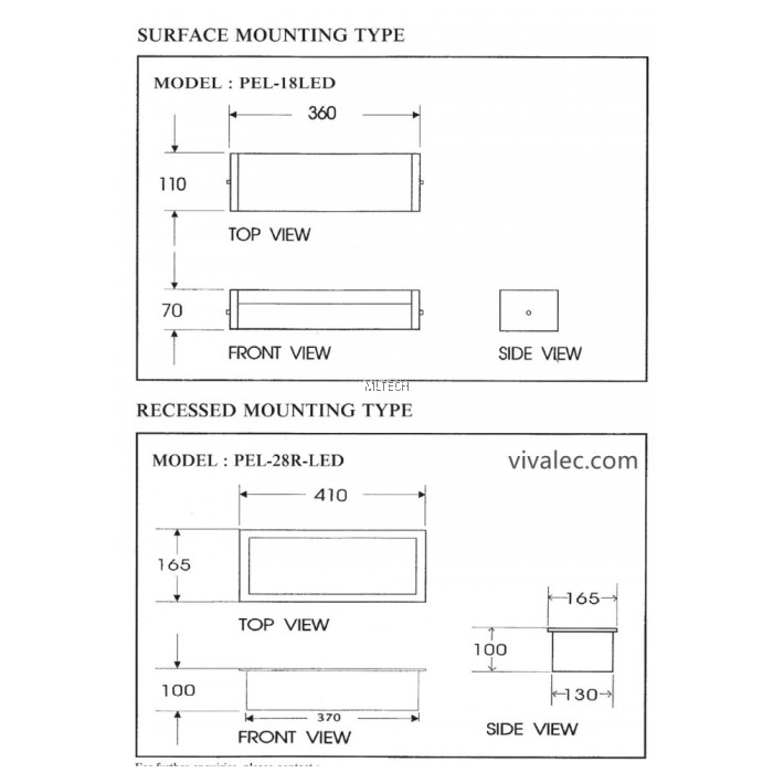Self-Contained Emergency Luminaire - PEL-18LED (Surface mount)